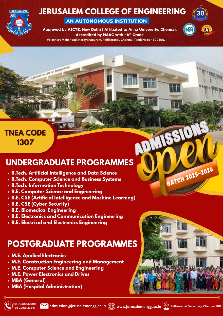 Jerusalem College of Engineering - Best Engineering Colleges In Tamilnadu